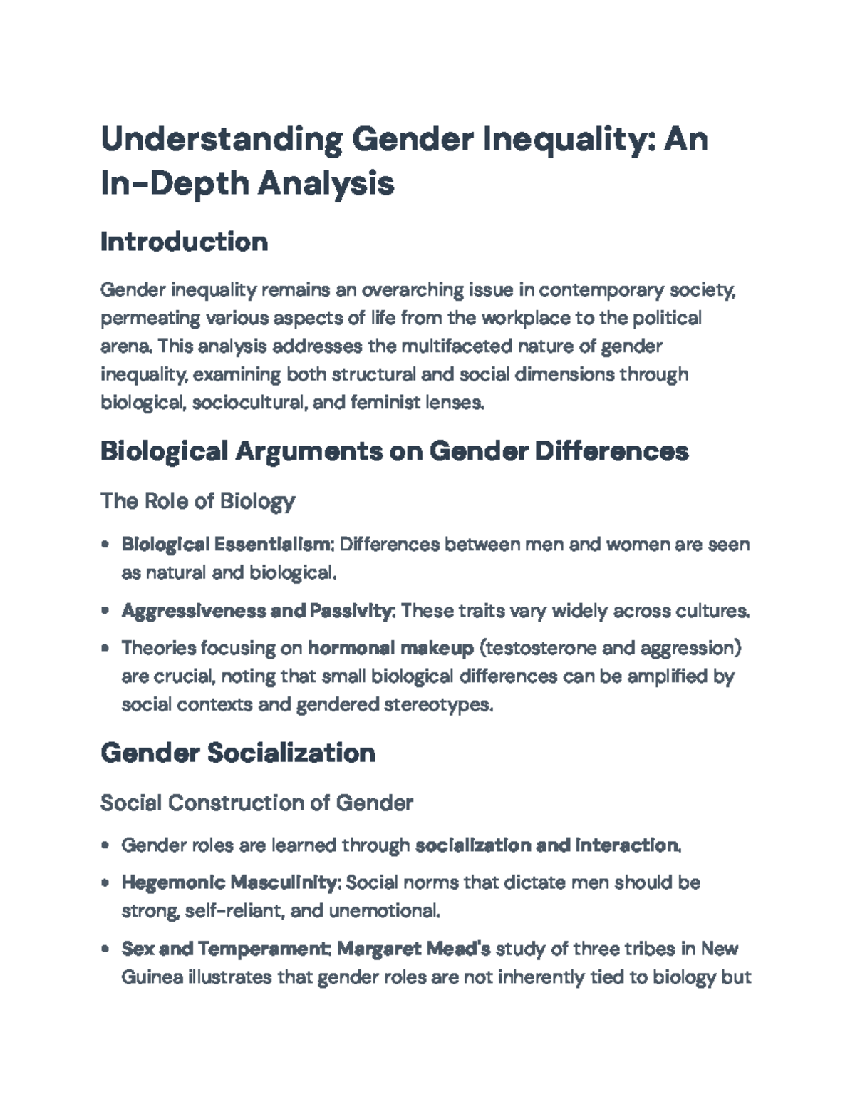 Understanding Gender Inequality: A Comprehensive Analysis (Course Code ...