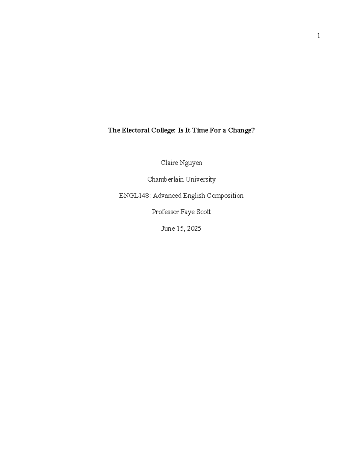 ENGL148: The Electoral College Debate: Reform or Abolish? - Studocu