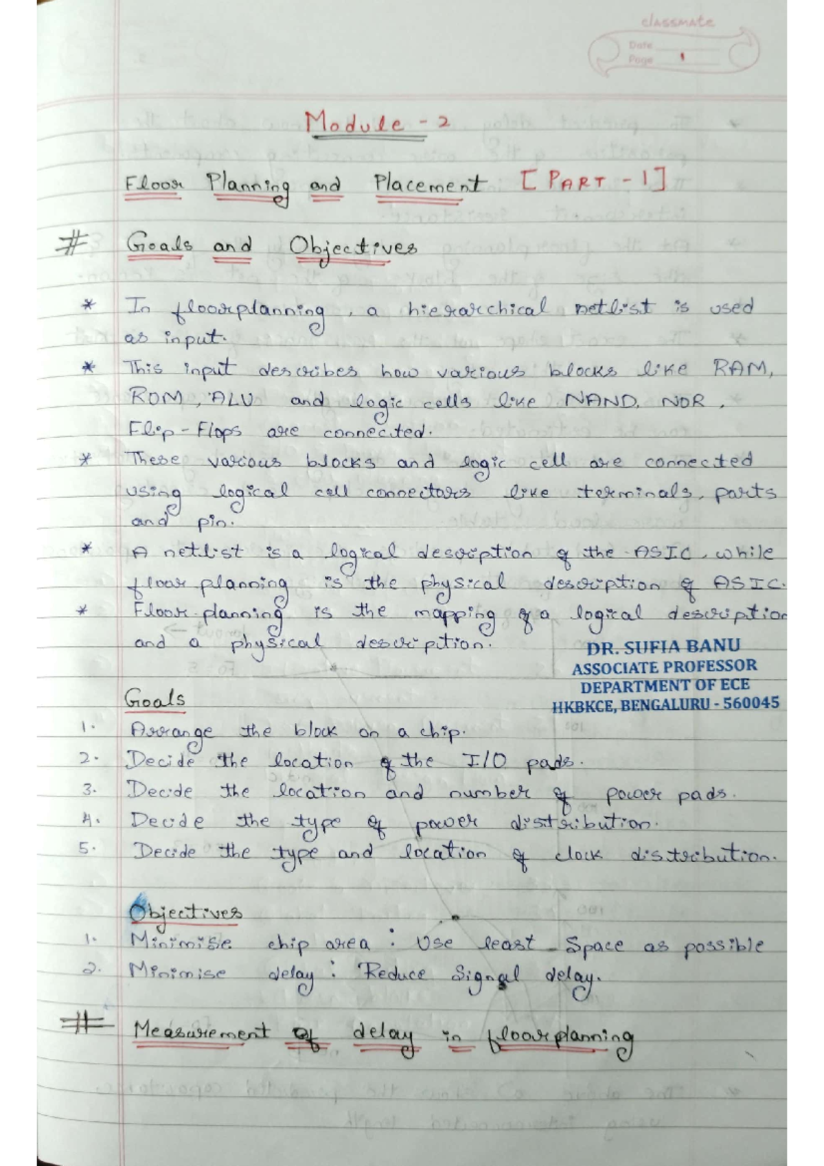 Advanced VLSI (ECE) Module 2: Floor Planning & Placement Notes - Studocu