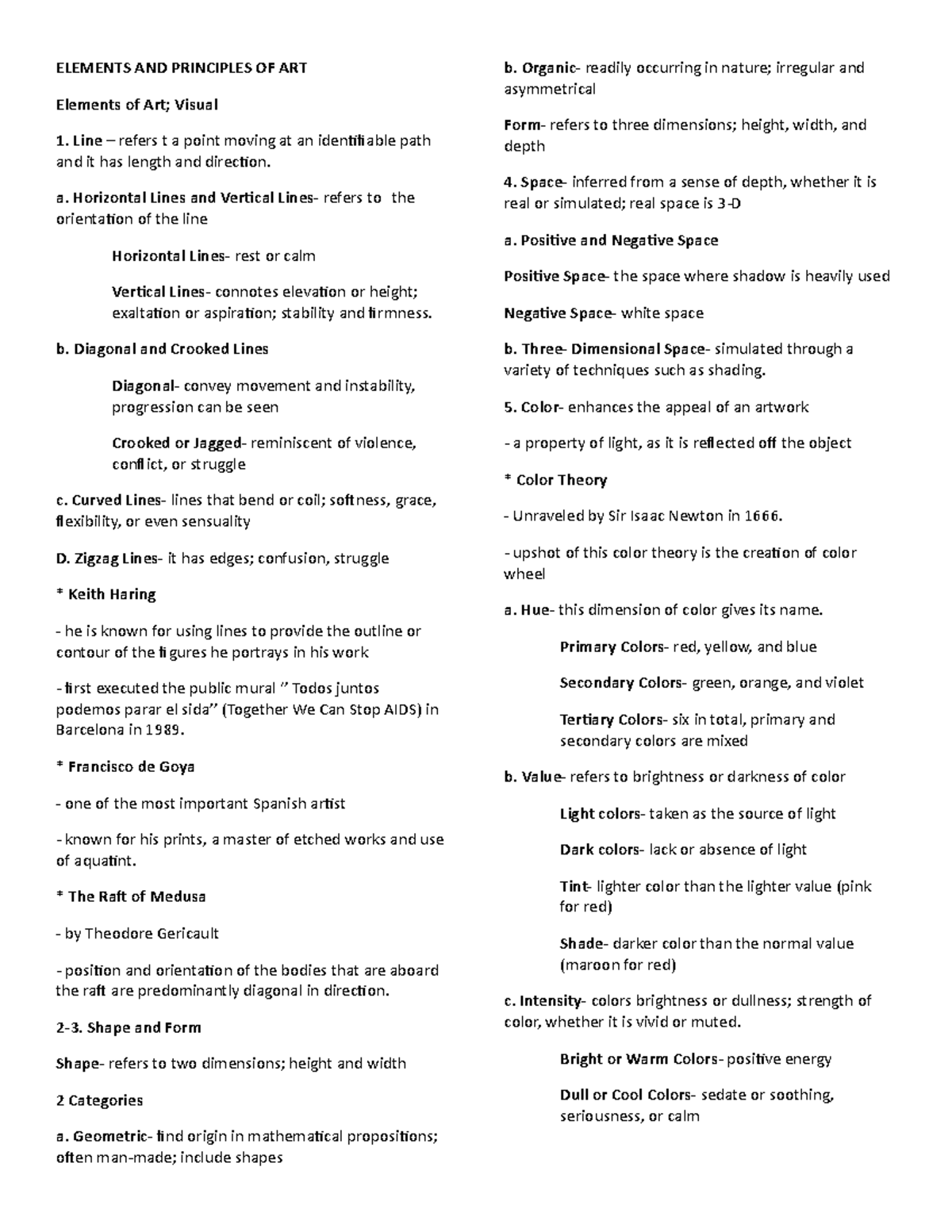 Summary of the Art Appreciation - Reviewer - ELEMENTS AND PRINCIPLES OF ...