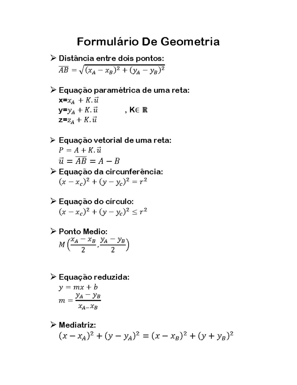 Formulário de Matemática 10ºano e 11ºano - Formulário De Geometria ...