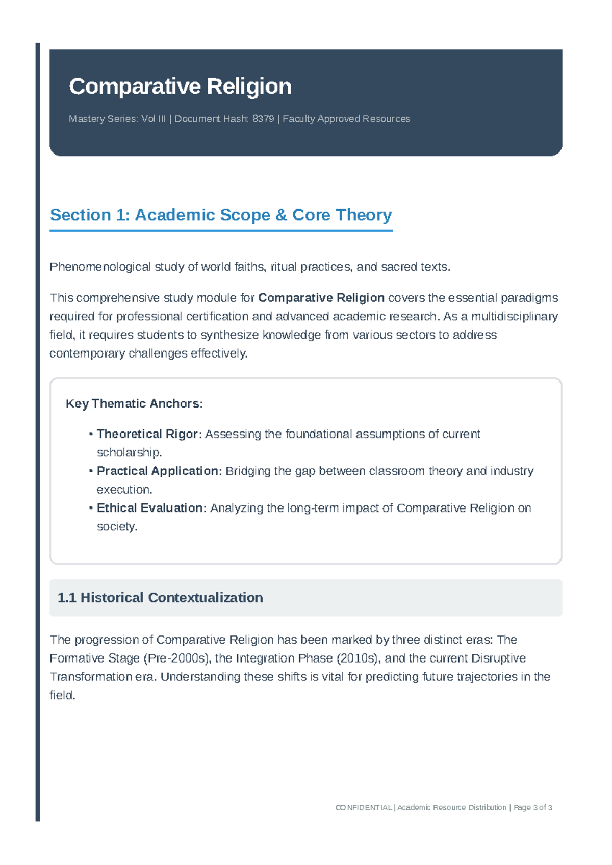 Comparative Religion Mastery Series: Study Notes for Certification ...