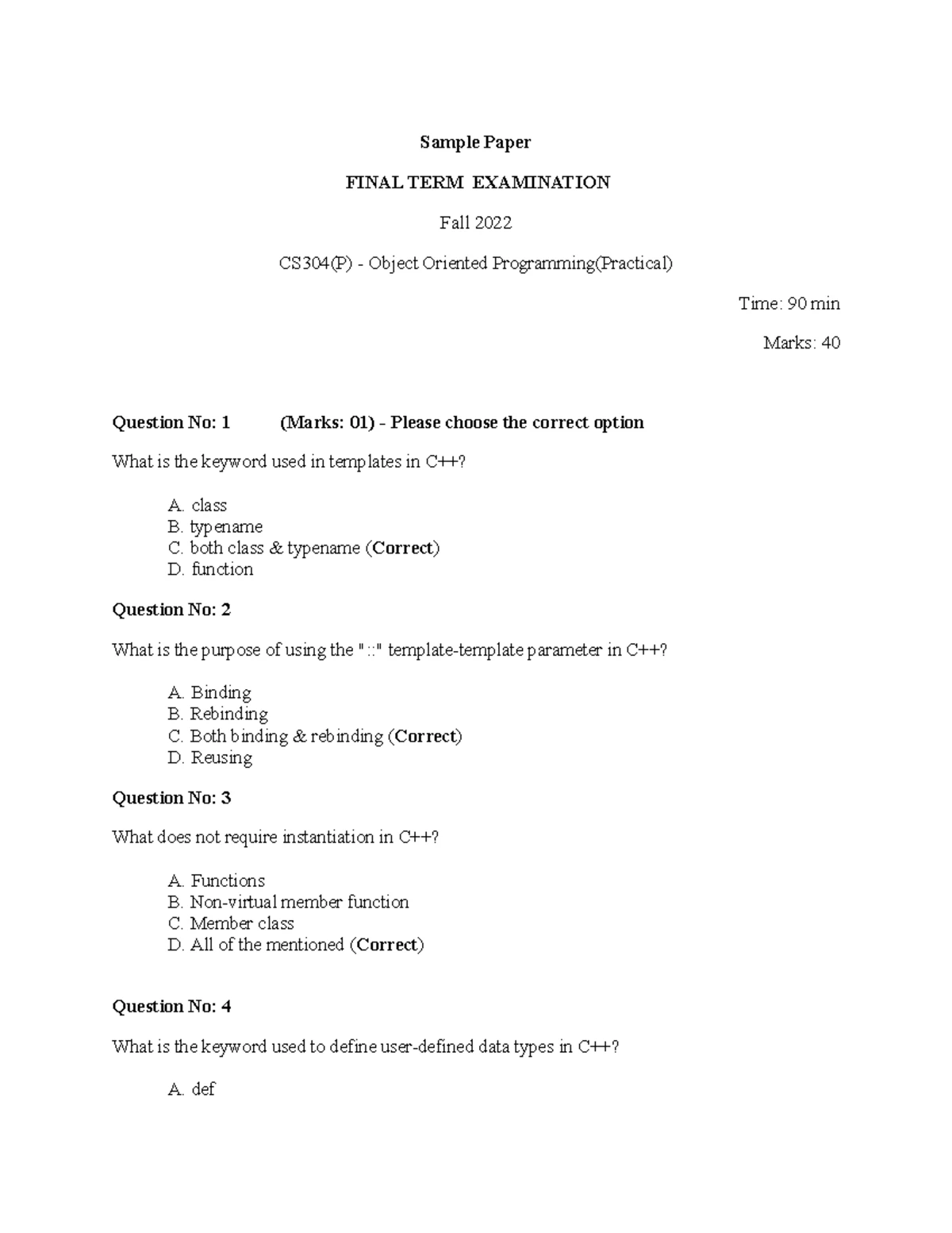 Cs304 Midterm Mcqs Solved With References By Moaaz Cs304 Object