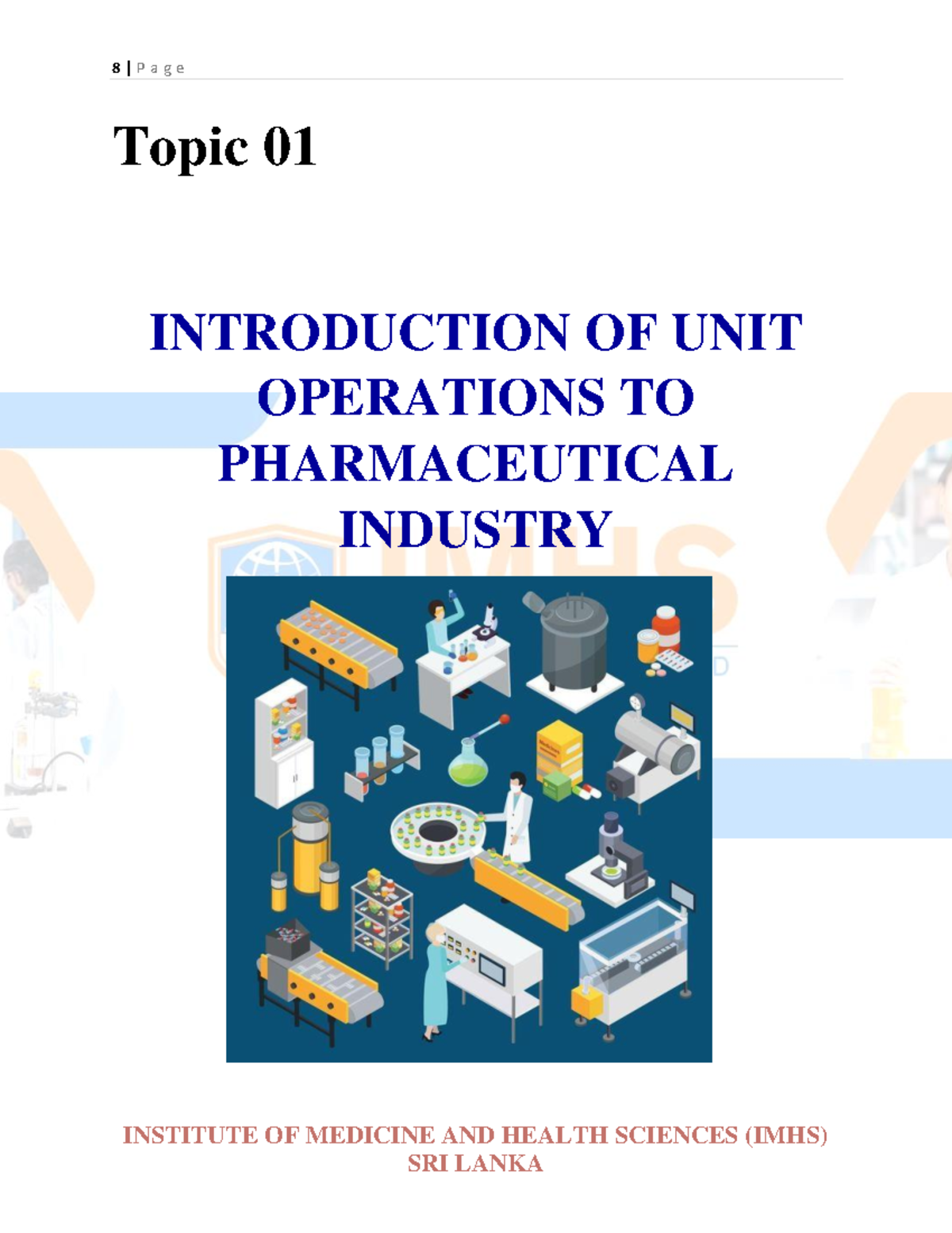 Introduction to Unit Operations in Pharmaceutical Industry (IMHS) - Studocu