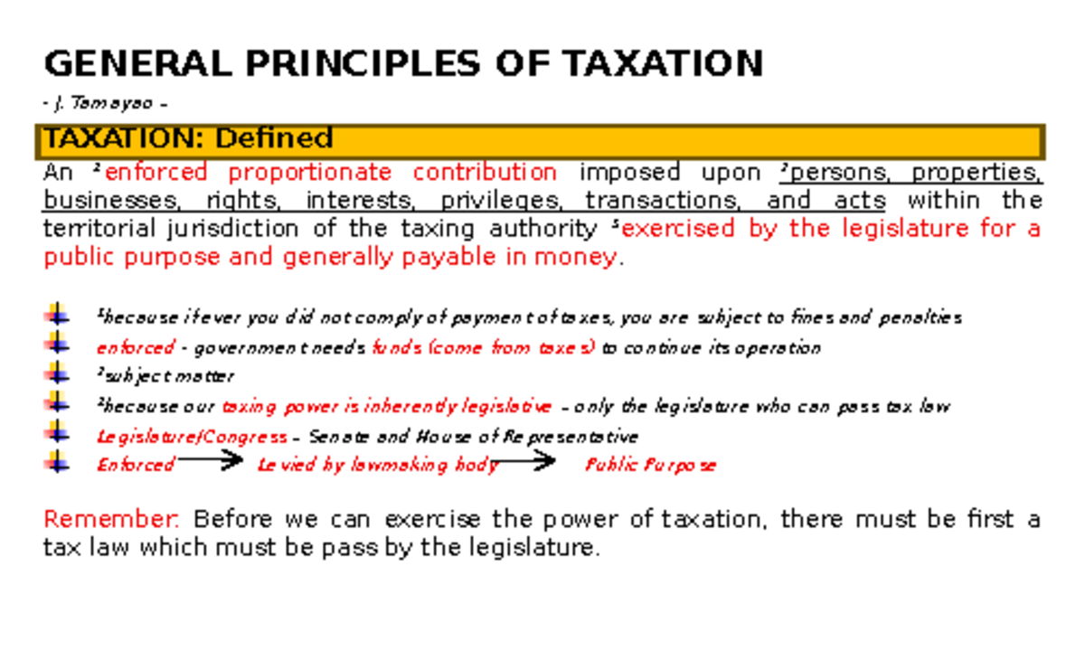 General Principles of Taxation (TAX101) - Comprehensive Overview - Studocu