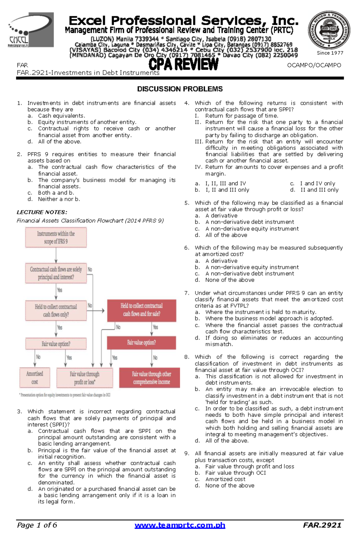 FAR.2921 Lecture Notes: Investments in Debt Instruments Discussion ...