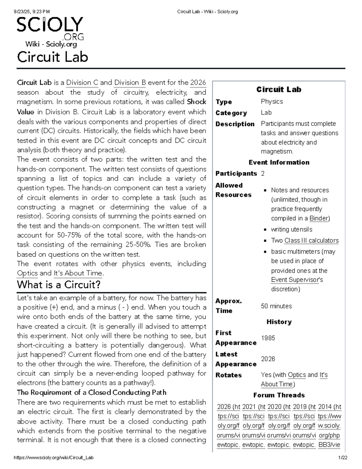Circuit Lab Guide for Science Olympiad - Div B & C (2026) - Studocu