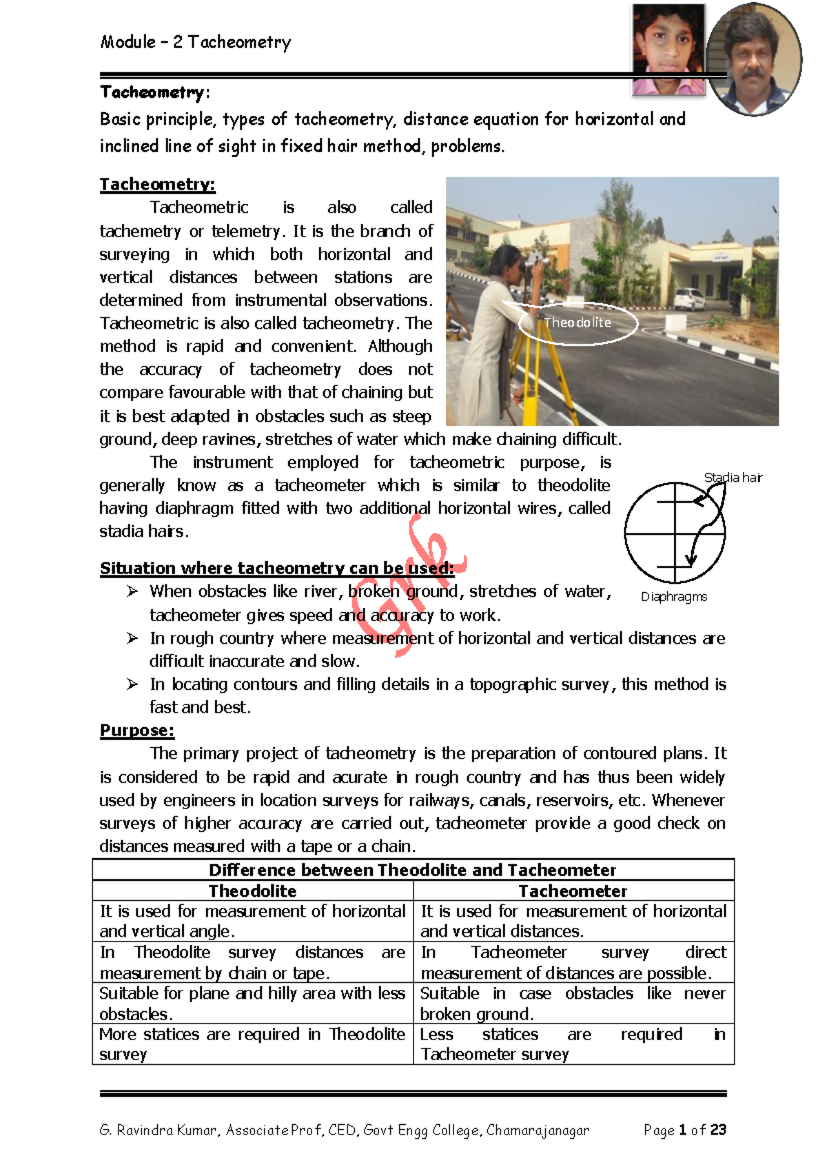 Tacheometry Concepts and Applications: Module 2 Overview - Studocu