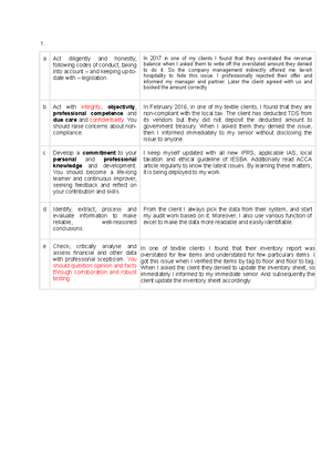 ACCA PER Objectives - Claim B Act with integrity, objectivity ...