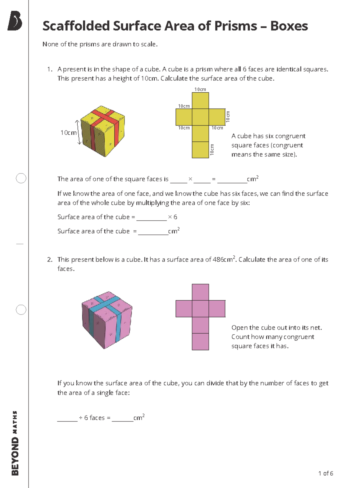 Scaffolded Surface Area of Prisms (Boxes) - Study Guide - Studocu