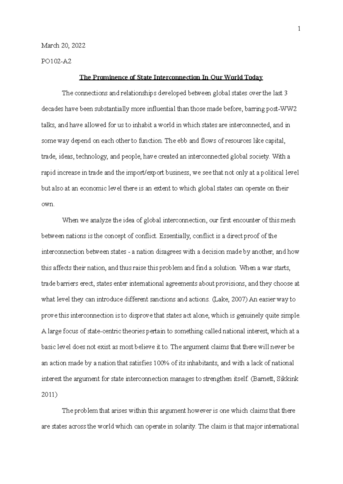 Research Paper - March 20, 2022 PO102-A The Prominence of State ...
