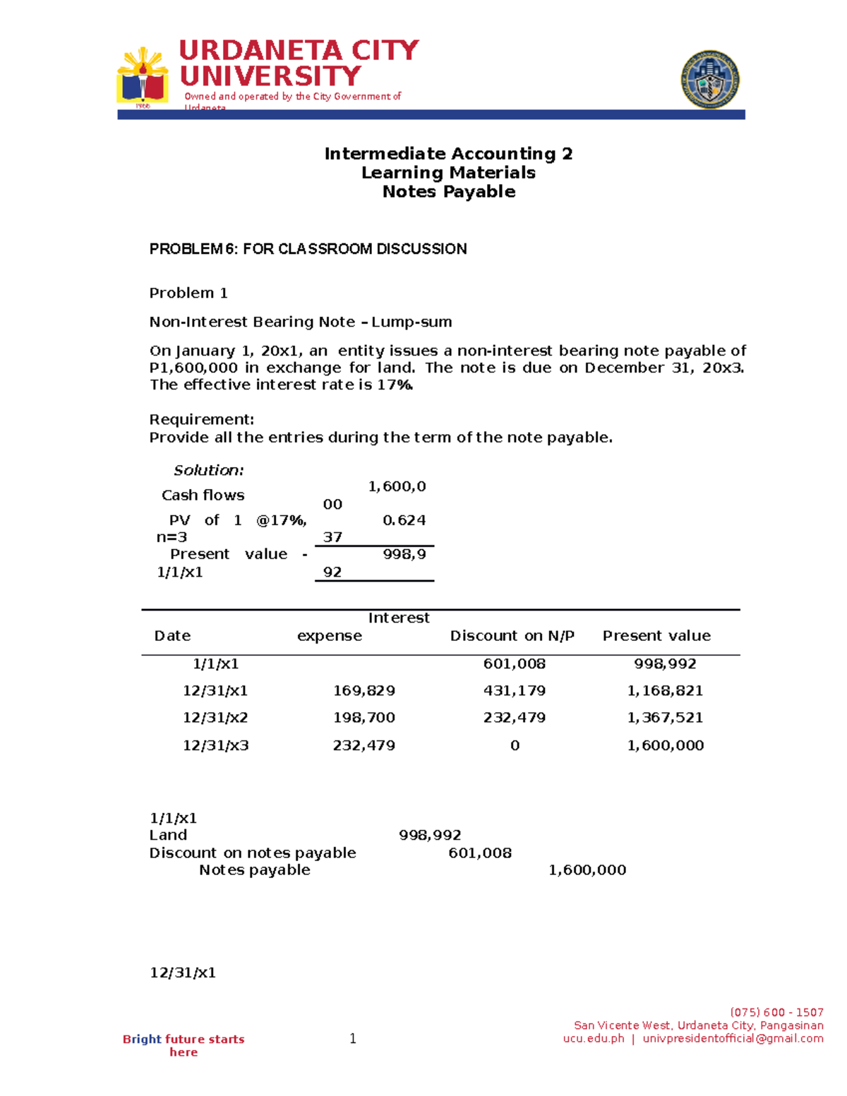 Intermediate Accounting 2 - LM: Notes Payable Overview and Problems ...