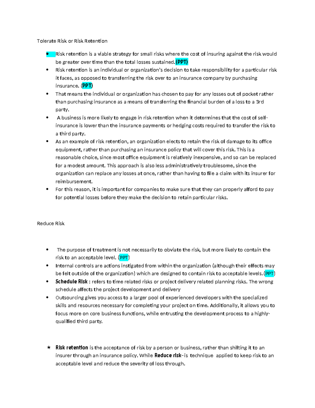 Risk Management: Tolerate vs. Retain - WPS Office Insights - Studocu