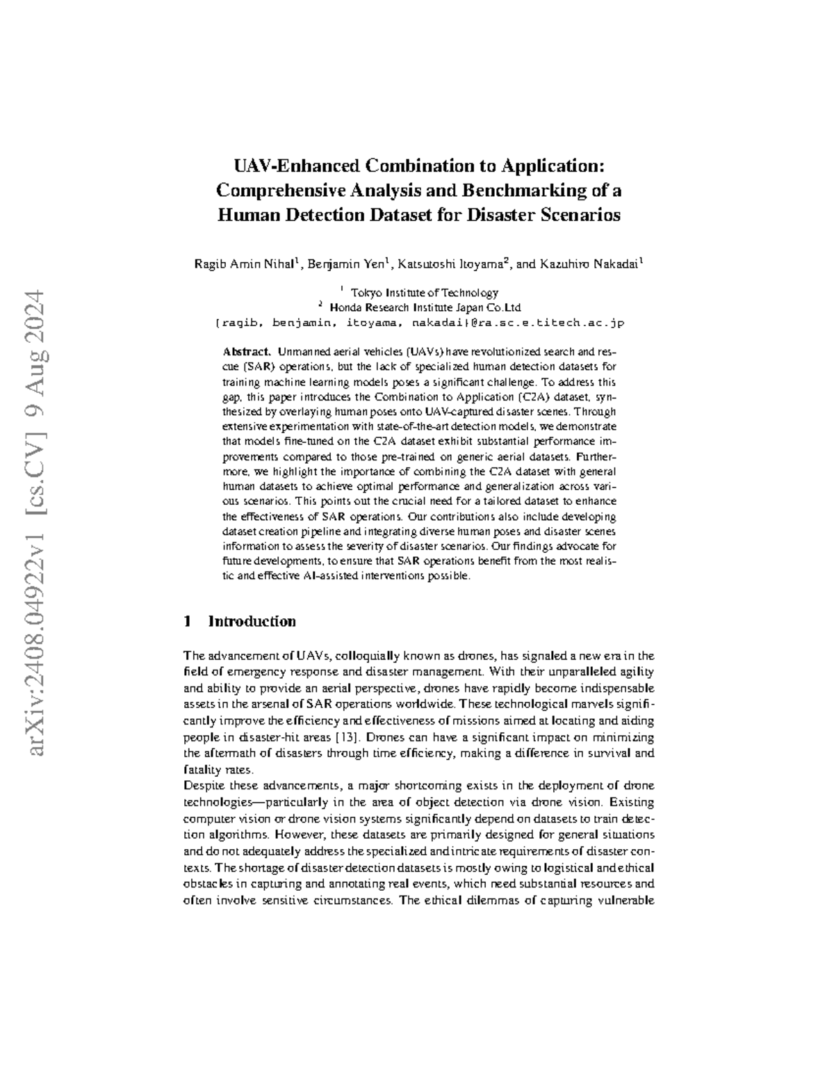 UAV-Enhanced C2A Dataset for Human Detection in Disaster Scenarios ...