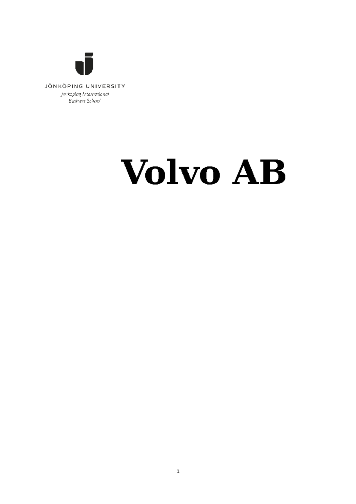 BFA Volvo assignment - Volvo AB Table of Contents Volvo - Studocu