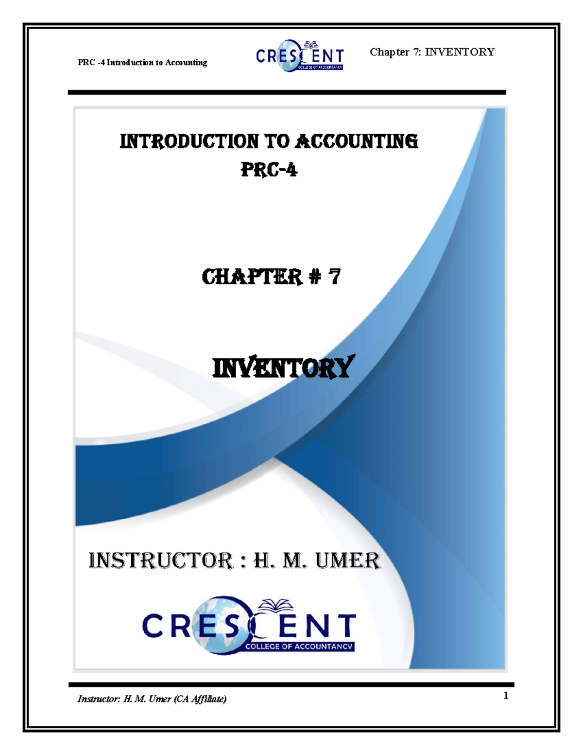 PRC-4 Introduction to Accounting Chapter 7: Inventory Notes - Studocu