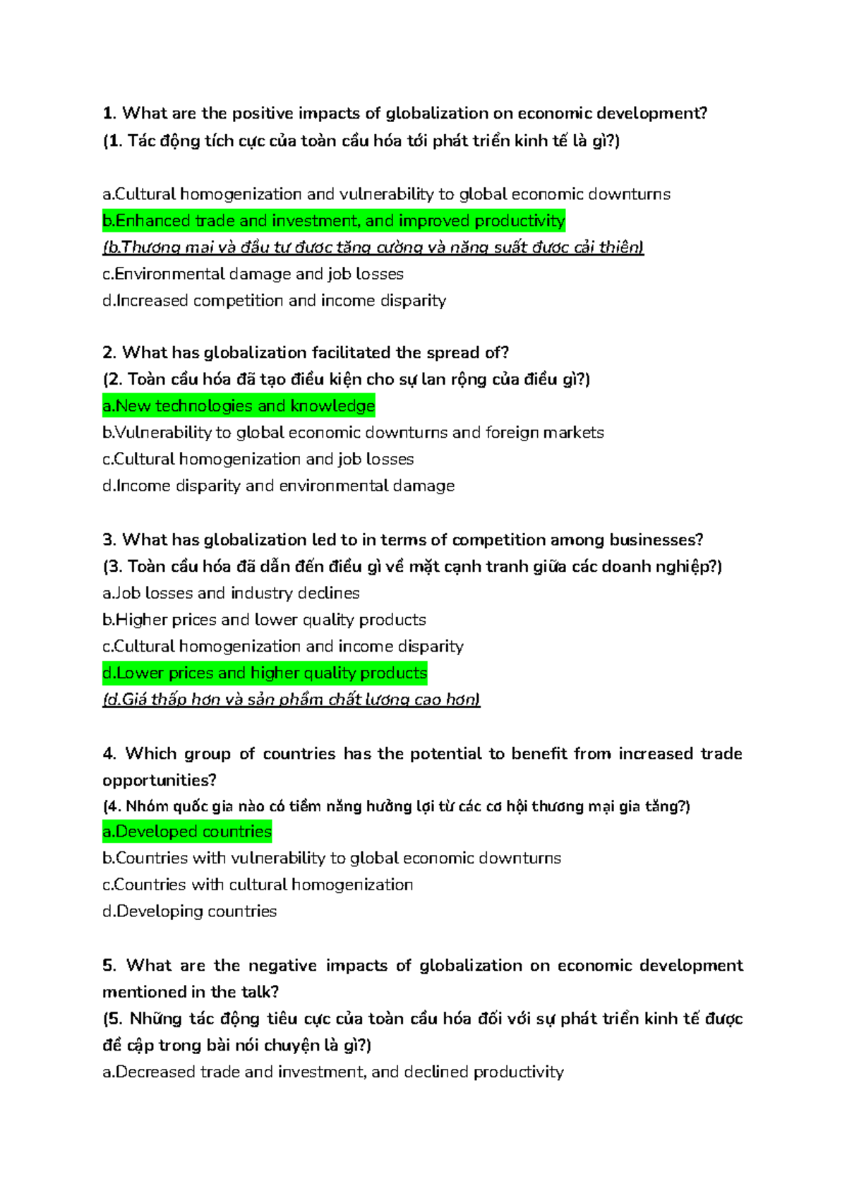 [TACN] Final Exam - Globalization and Economic Development Insights ...