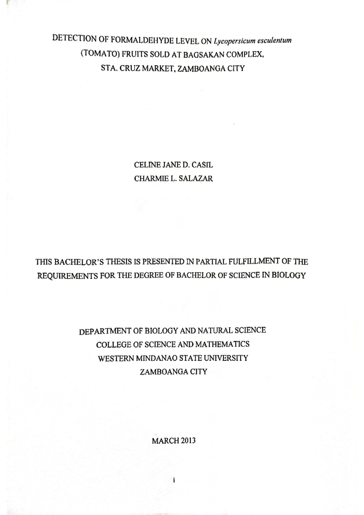 Detection of Formal Dehyde - DETECTION OF FORMALDEHYDE LEVEL ON ...