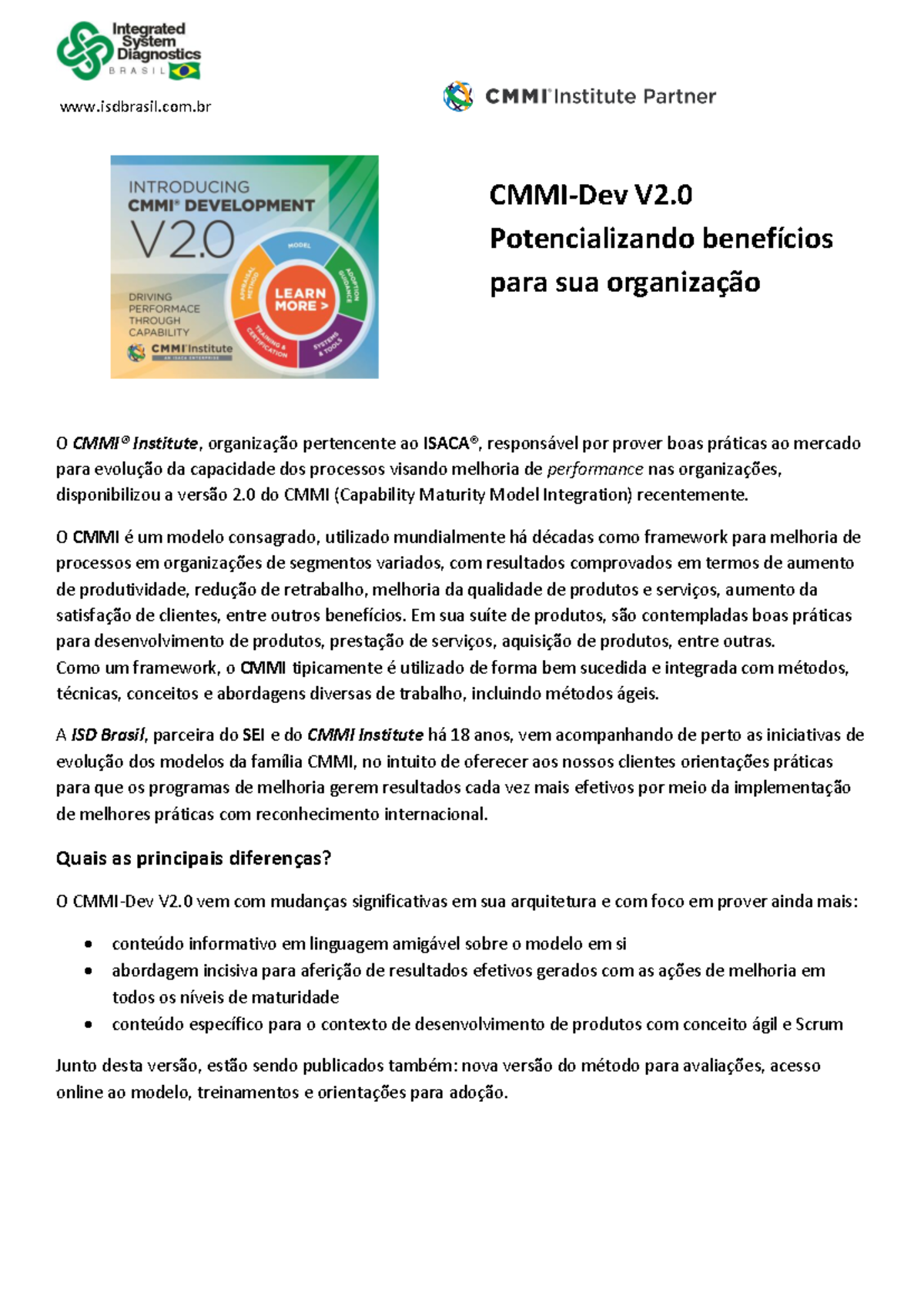 CMMI 2 - Overview and Benefits of CMMI-Dev V2.0 Framework - Studocu