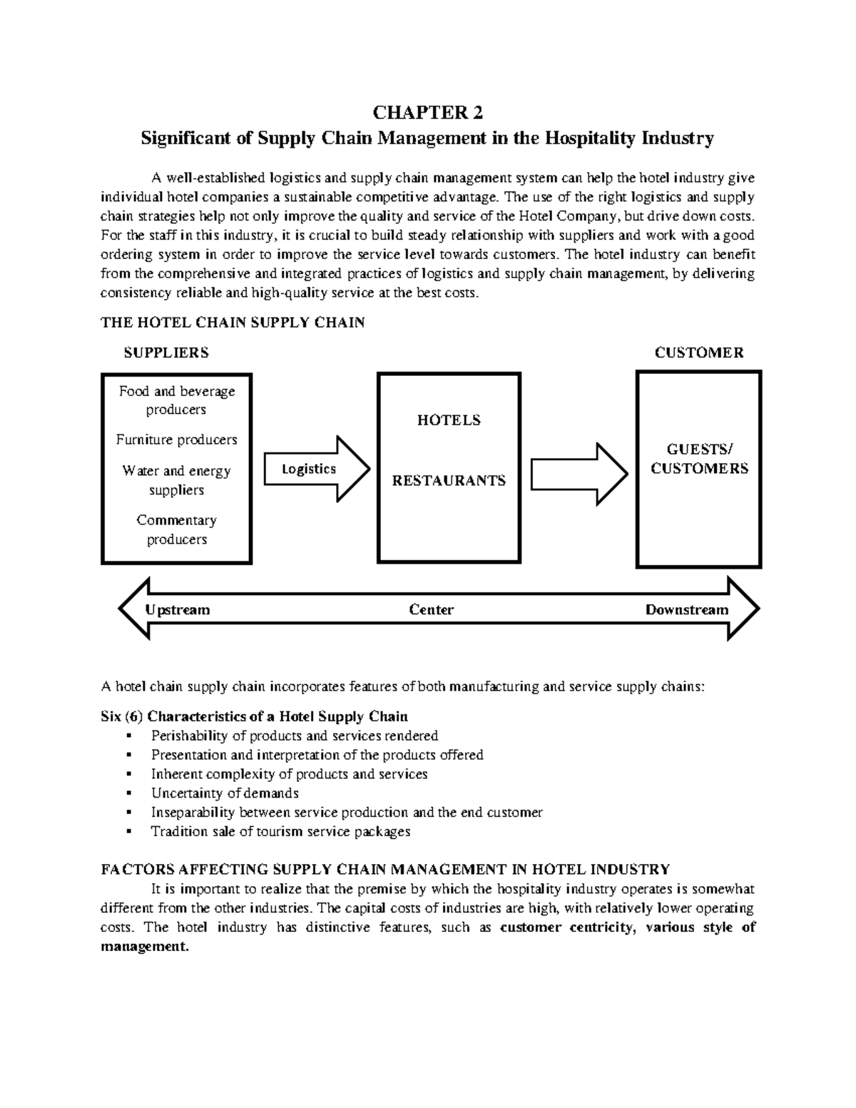 SCM - Chapter 2: Significance of Supply Chain Management in Hospitality ...