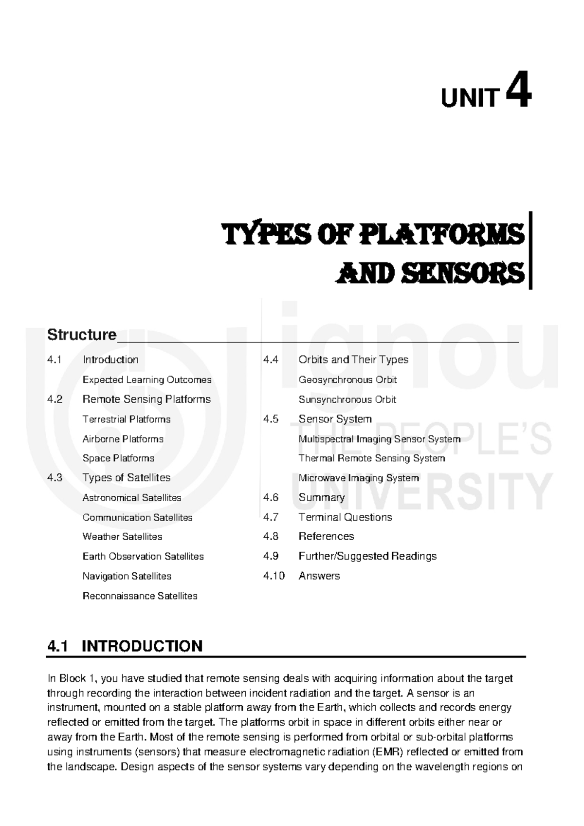 Unit 4: Platforms and Sensors in Remote Sensing - Overview and Types ...