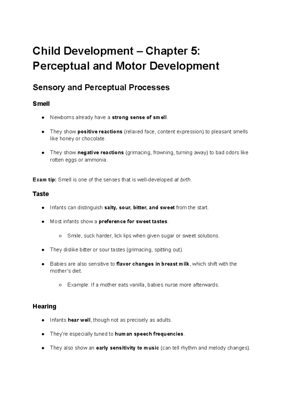 Child Development - Chapter 5: Perceptual & Motor Skills Insights - Studocu