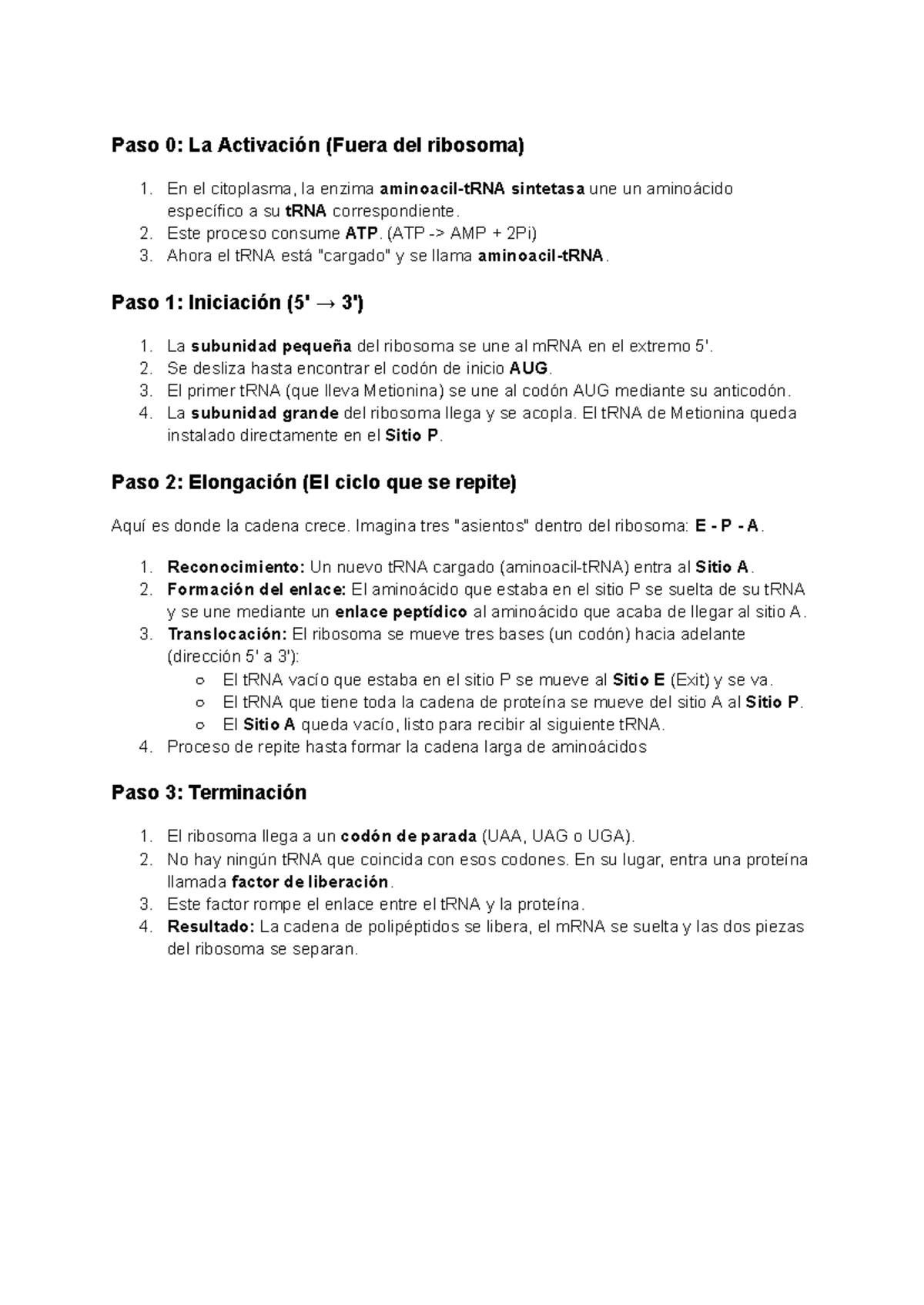 Traducción del ARN: Proceso de Activación y Elongación (Biología 2 ...
