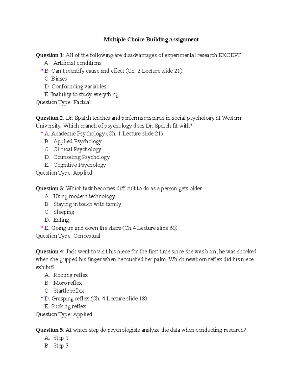 PS102 Multiple Choice Assignment: Experimental Research & Psychology Concepts - Studocu