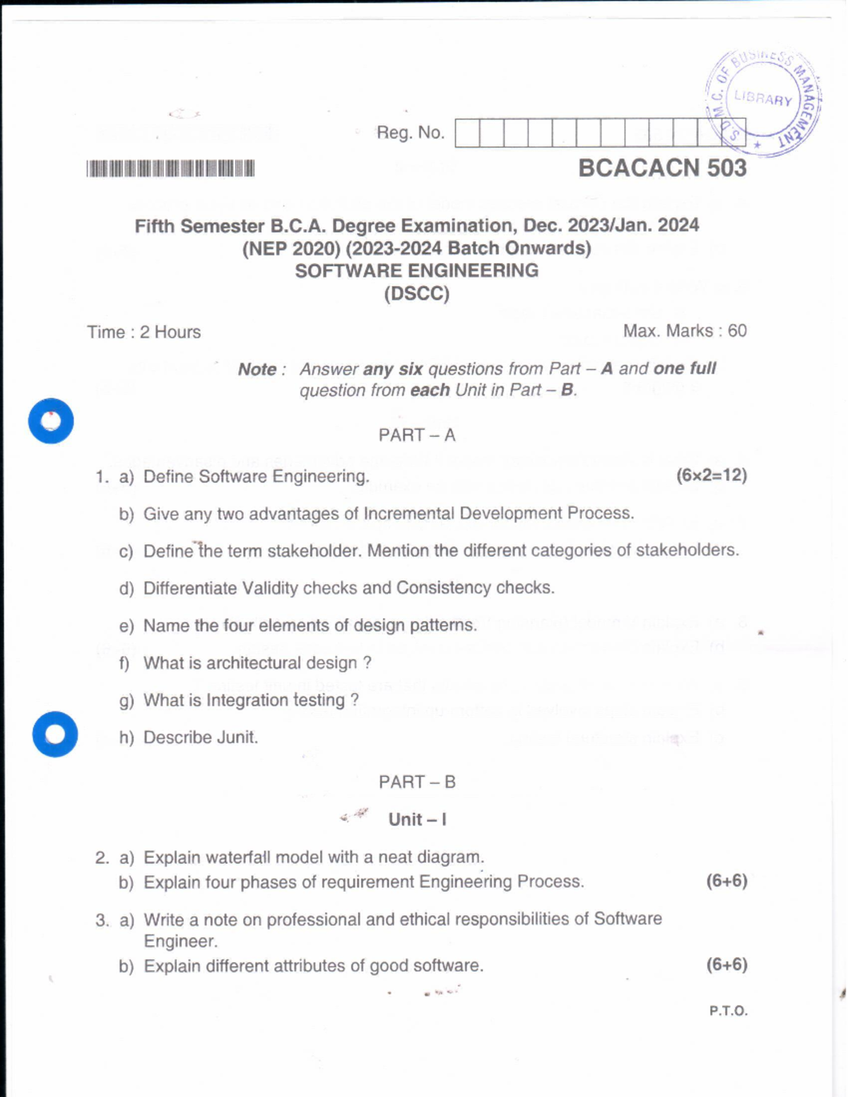 BCA V Sem Software Engineering Exam Prep Notes NEP Jan 2024 - Studocu