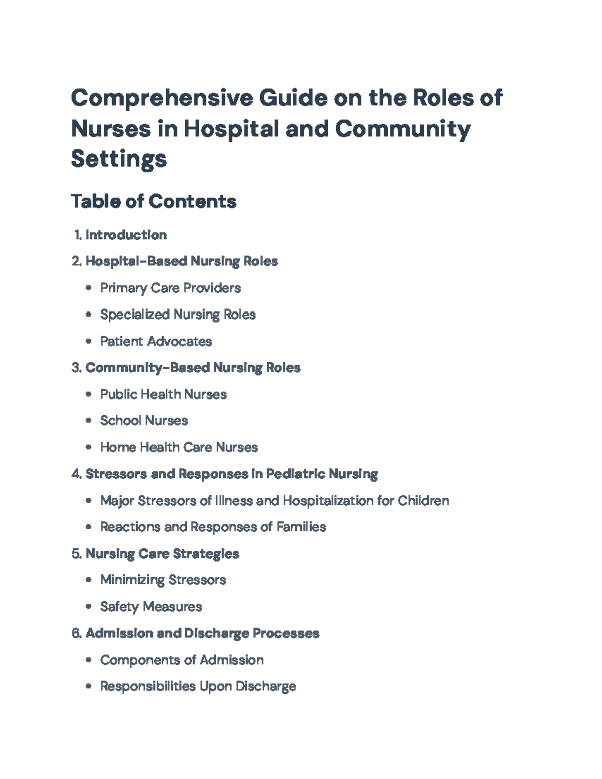 Comprehensive Guide to Nursing Roles in Hospital & Community Settings ...