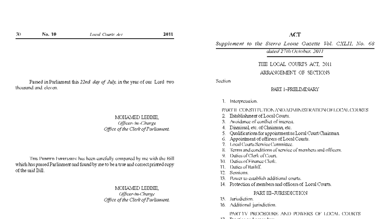 Local Courts Act 2011: Arrangement of Sections and Provisions - Studocu