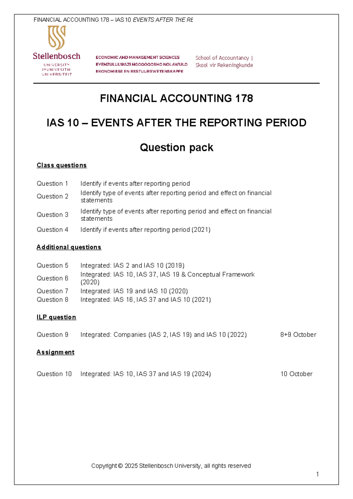 FINANCIAL ACCOUNTING 178 IAS 10 EVENTS AFTER REPORTING DATE QPACK (2025 ...