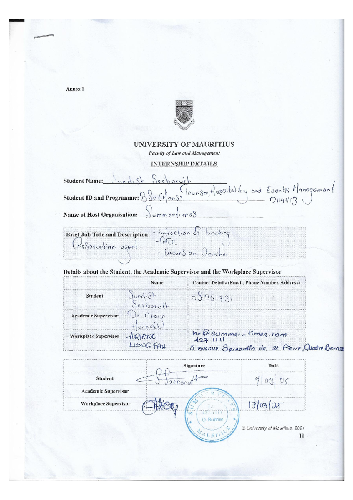 Internship Report: BSc (Hons) Tourism, Hospitality & Events 2114413 - Studocu