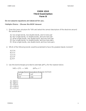 Exam 1 crib sheet - A,x Solvent solute(L) cations anions 2x ...