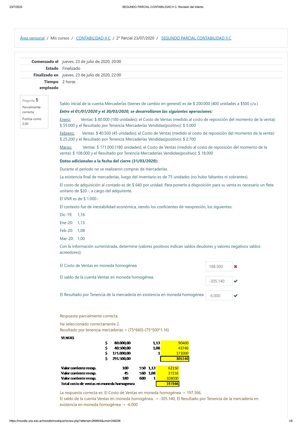 Segundo Parcial Contabilidad II C Revisión del intento - Área personal / Mis cursos ...