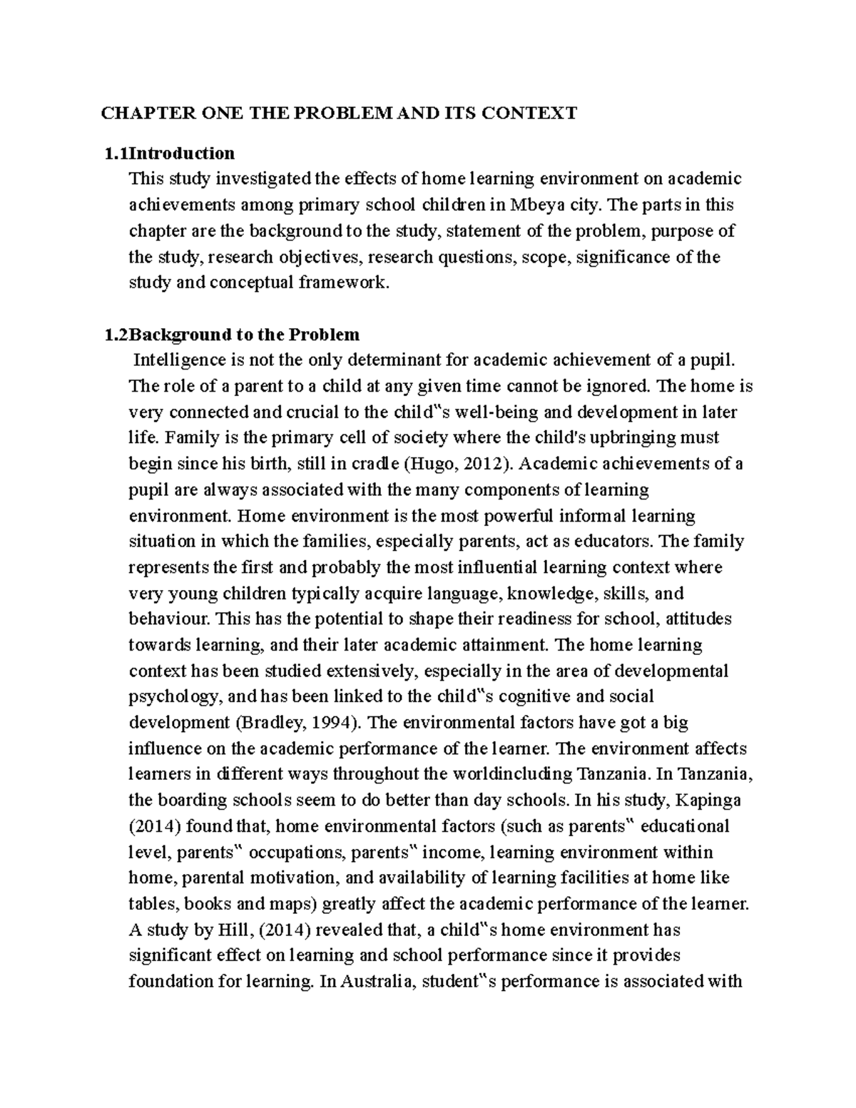 Research guidelines chapter 2 to 3 - CHAPTER ONE THE PROBLEM AND ITS ...