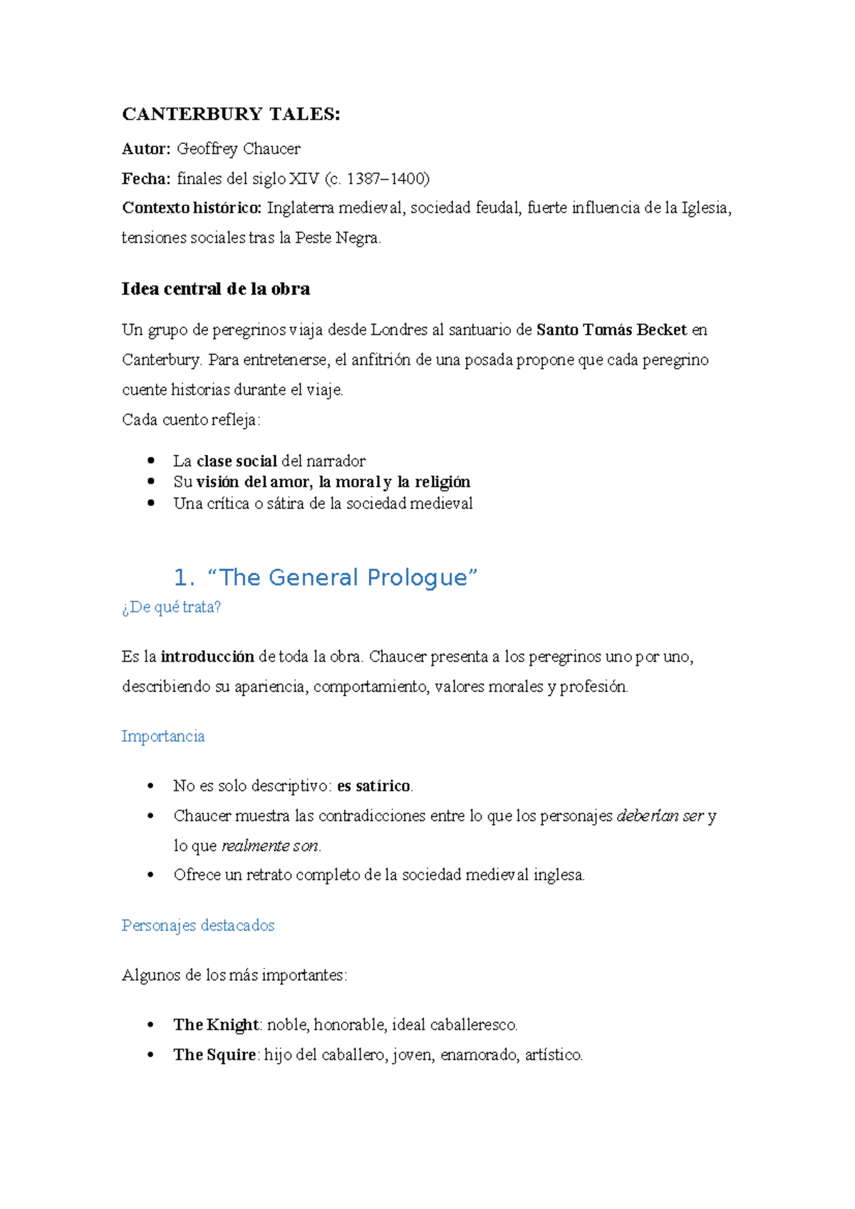 Lecturas sobre "Canterbury Tales" de Geoffrey Chaucer: Análisis y ...