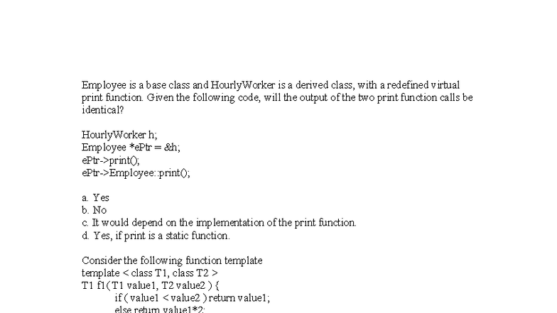Exercises on Employee and HourlyWorker Class Implementation (CS101 ...