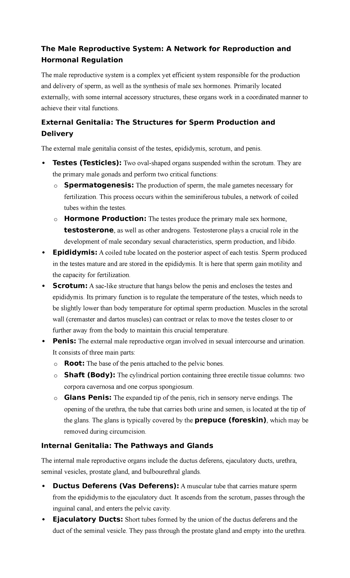 The Male Reproductive System: Structure, Function, and Hormonal Control ...