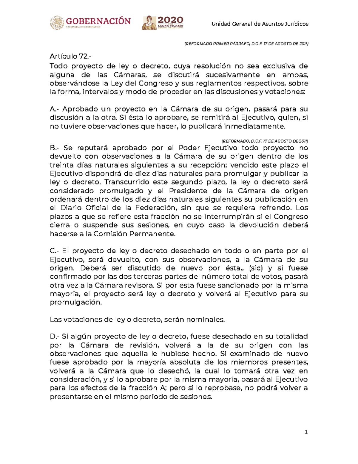 Análisis del Artículo 72 de la Constitución Mexicana - Unidad Jurídica ...