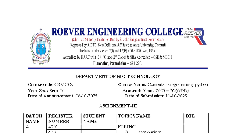Python Assignment 2: CS25C02 Programming Concepts and Algorithms - Studocu