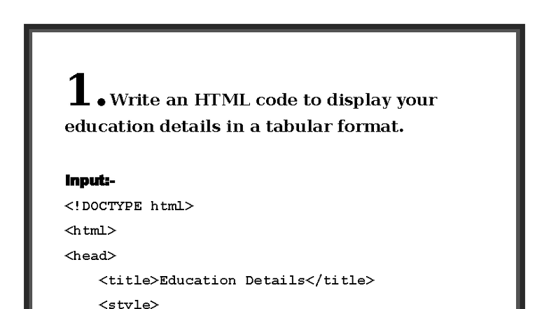Web Design Questions - HTML & CSS Coding Exercises (WD101) - Studocu