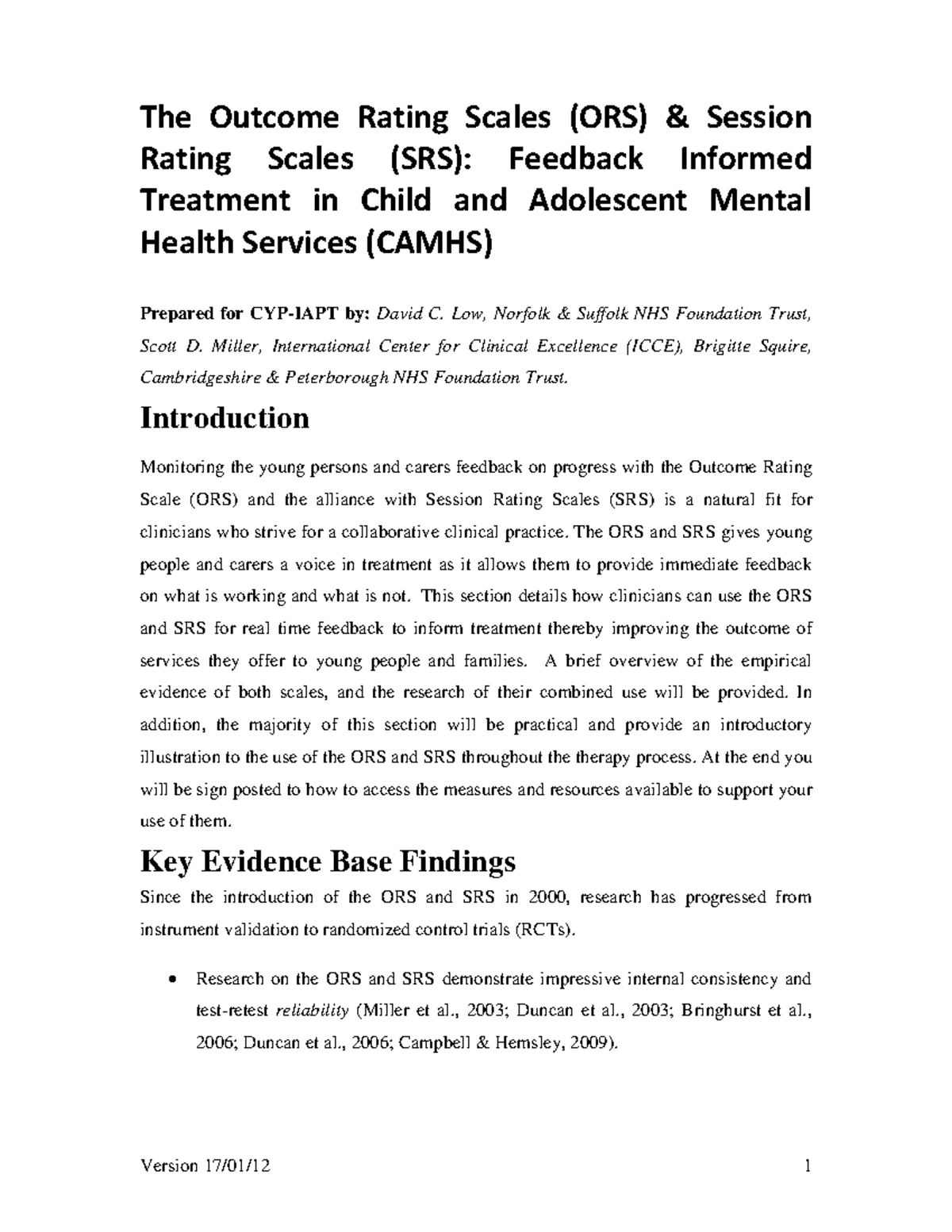 CYP-IAPT Outcome Rating & Session Scales Overview by David Low - Studocu