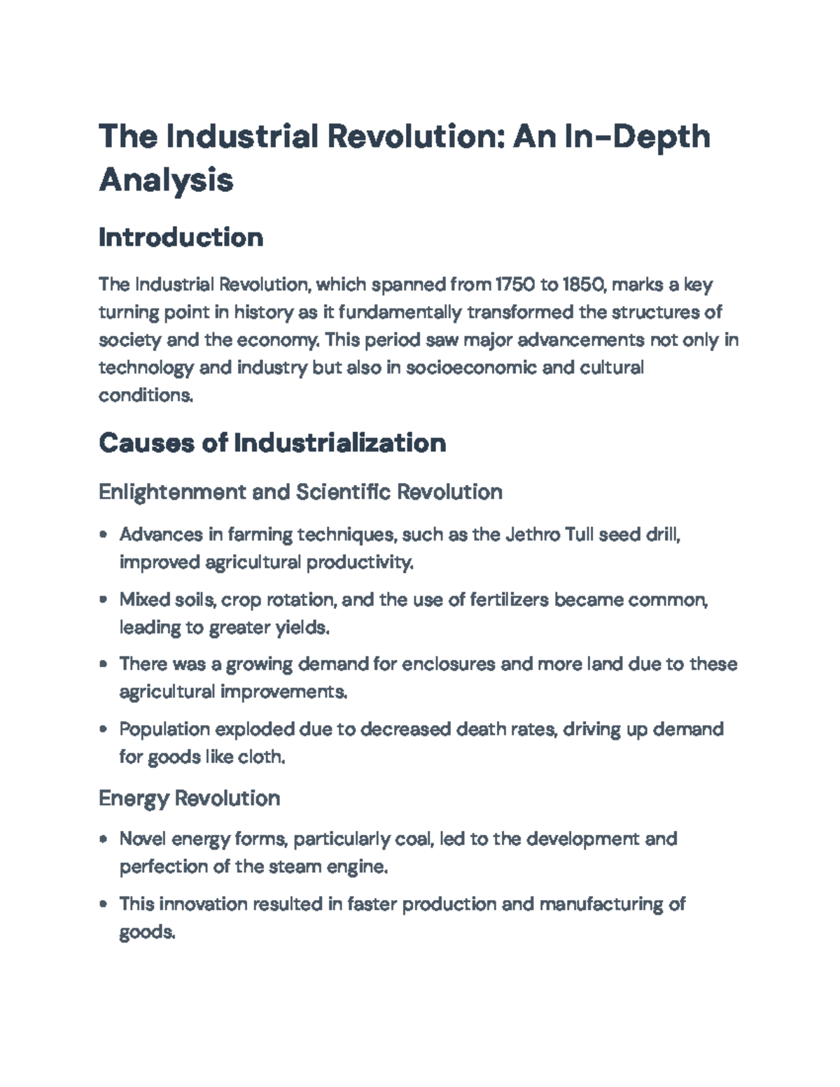 The Industrial Revolution: A Comprehensive Overview and Analysis - The ...