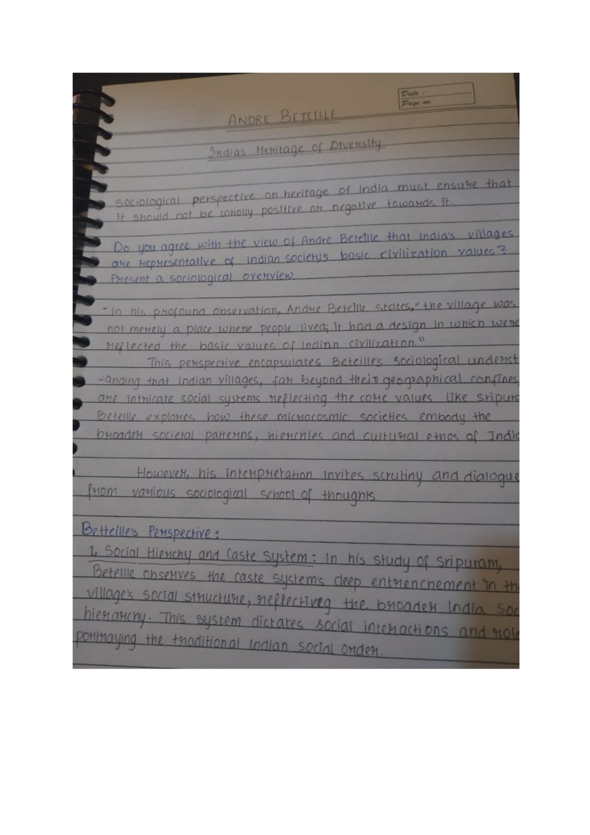 sociology india's heritage of diversity by andre beleitte - Date : Page ...