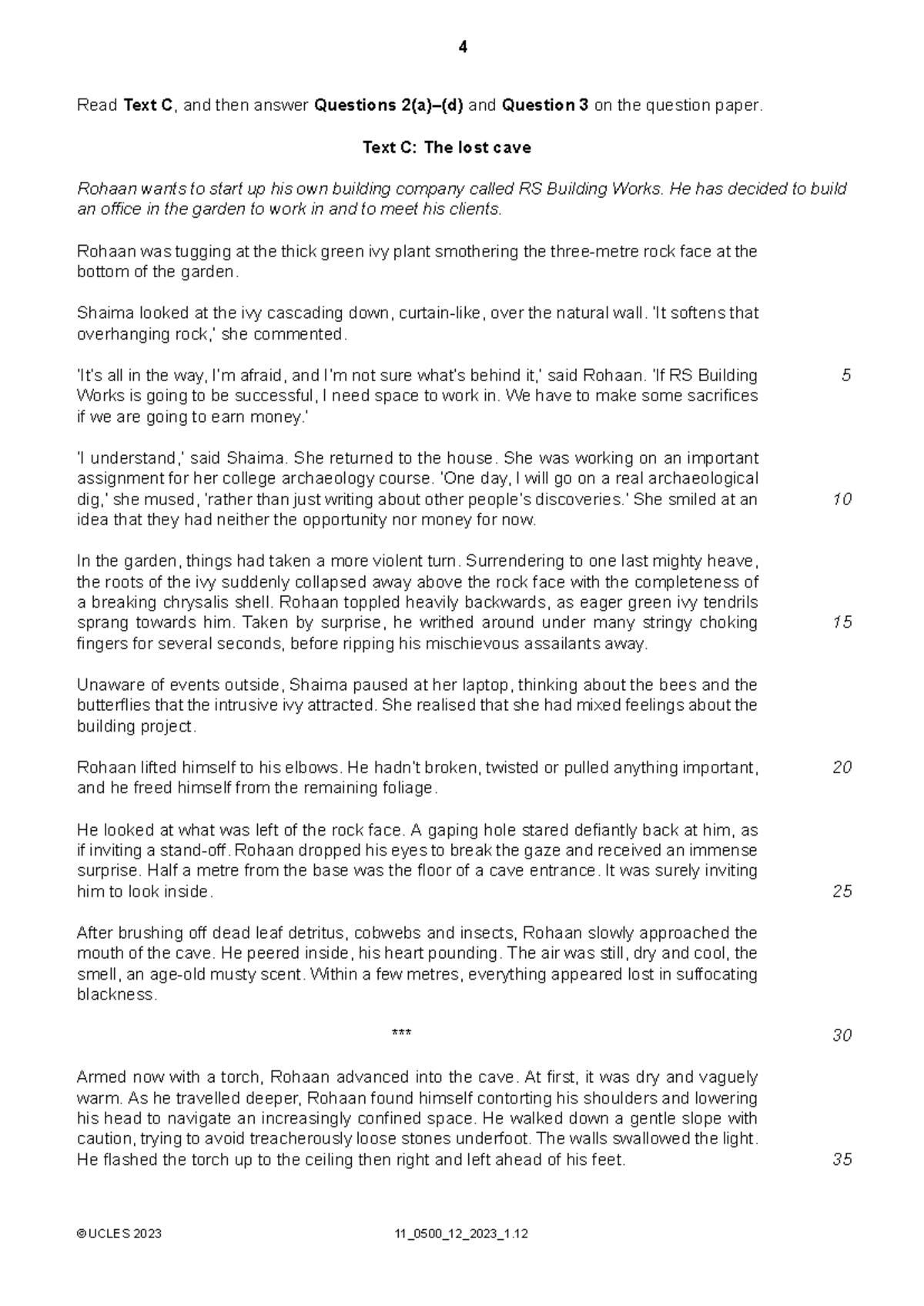 Text C: The Lost Cave - RS Building Works Class Activity - Studocu