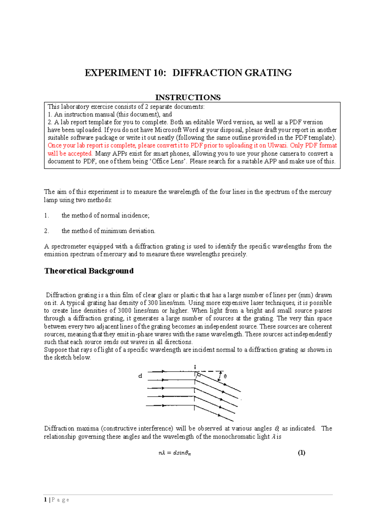 Exp06+-+Diffraction+Grating+-+Manual - EXPERIMENT 10: DIFFRACTION ...