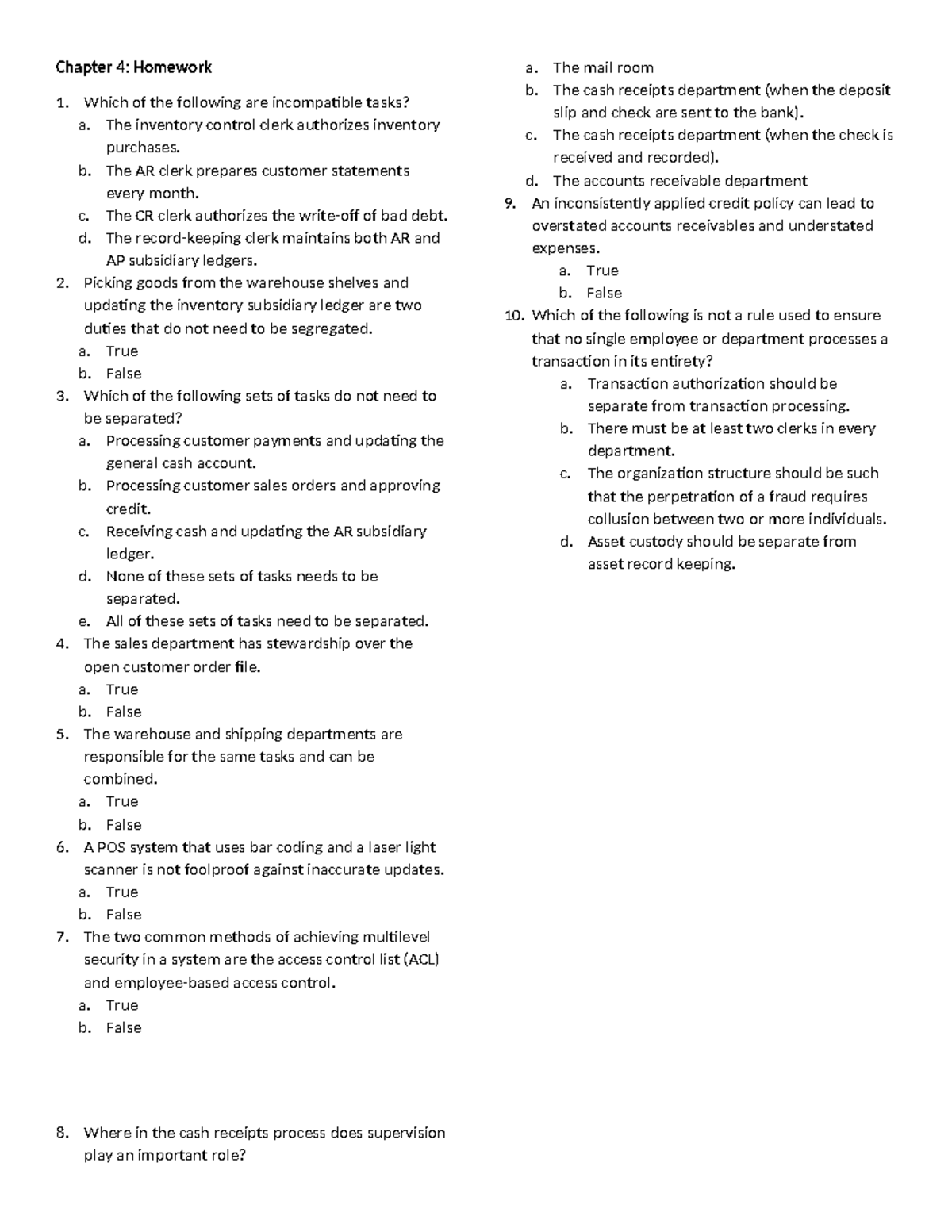 Chapter 4 & 5 Homework: AIS Concepts and Task Analysis - Studocu