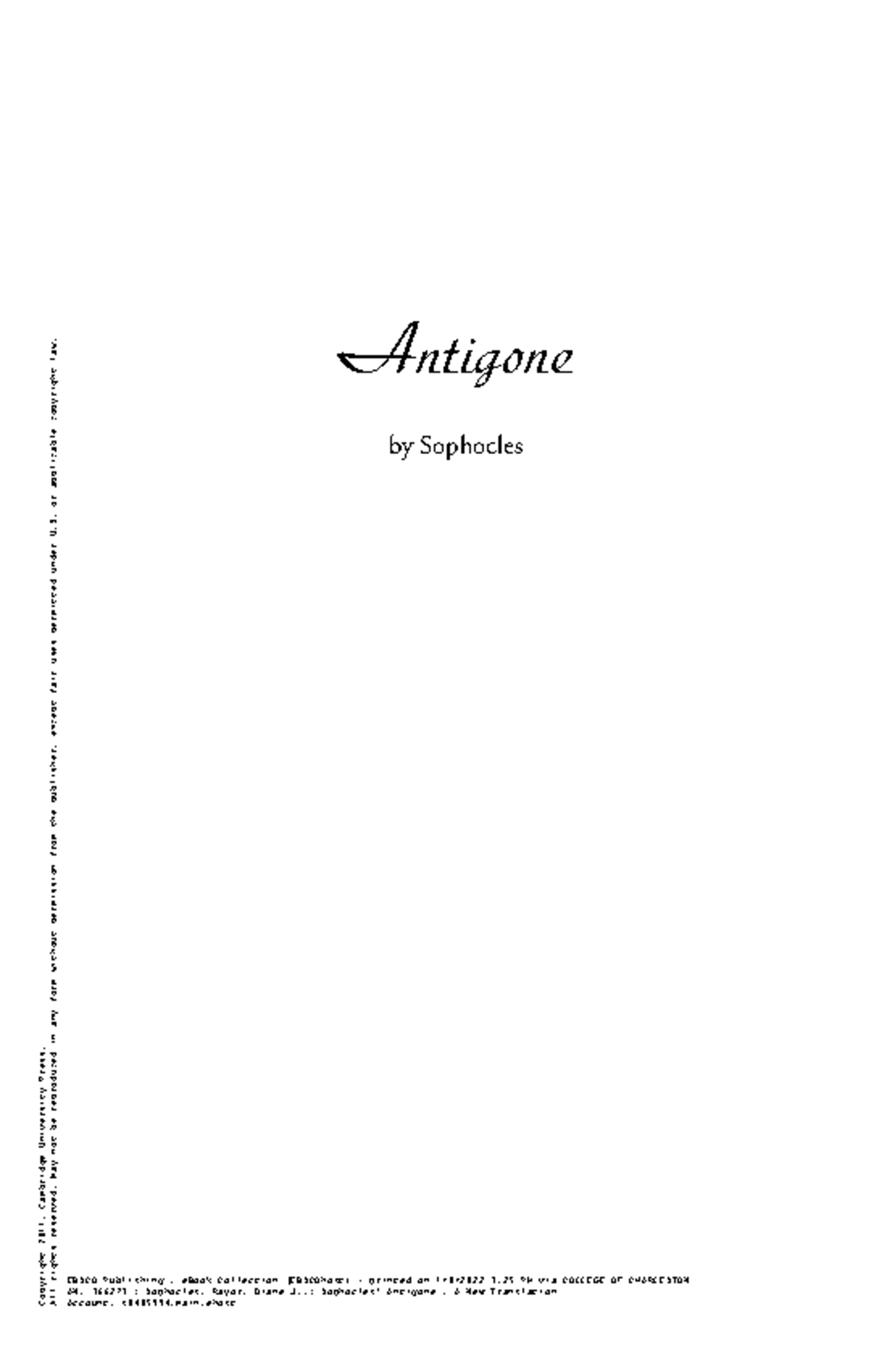 Antigone Text Analysis and Interpretation Notes (ENG 201) - Studocu
