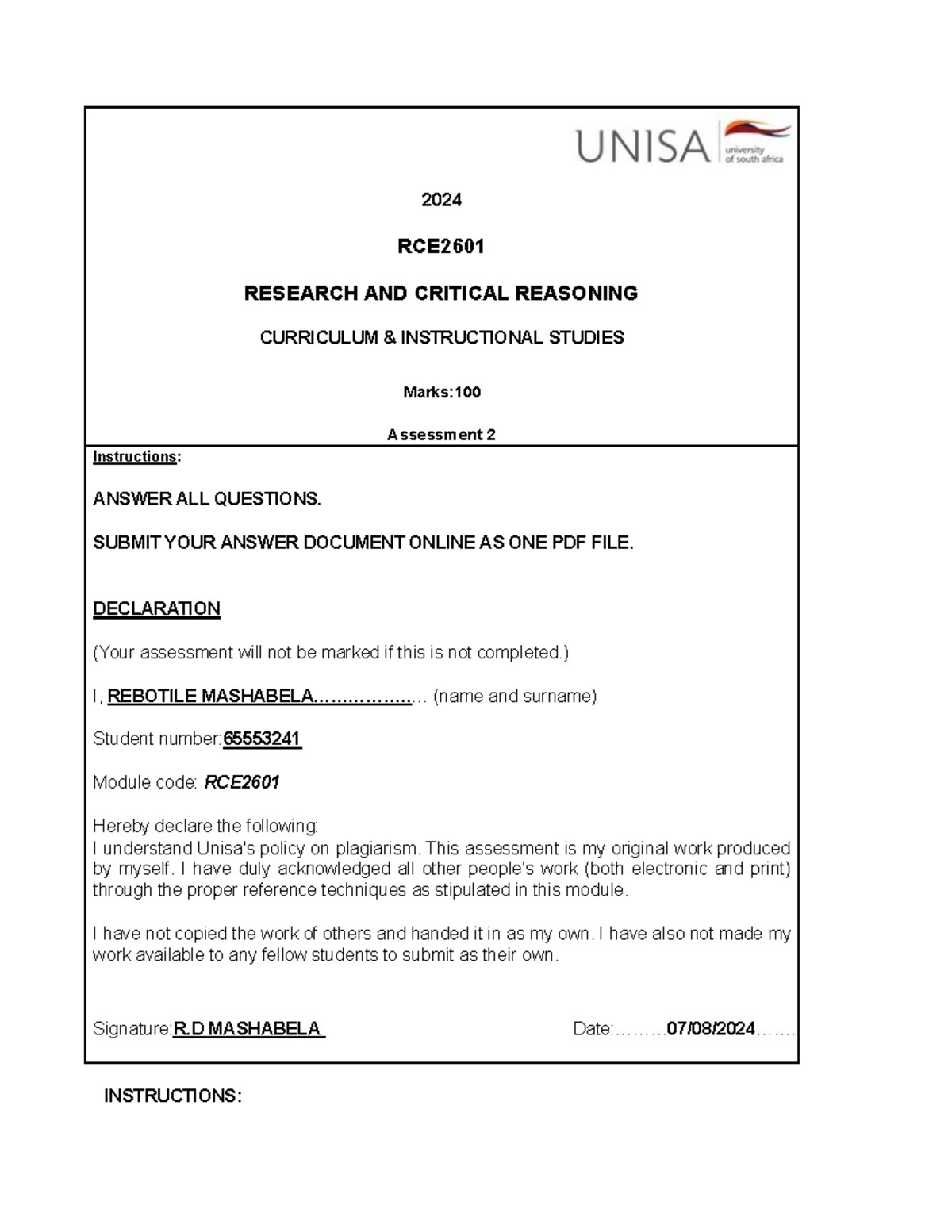 RCE2601 - Assignment 2: Addressing Overcrowded Classrooms in Public ...